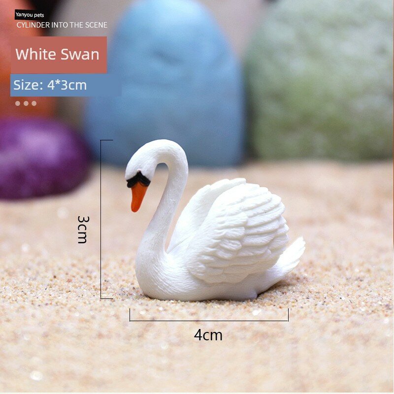 Аквариумная декоративная фигурка: белый лебедь для аквариума, 3D модель, 5x4 см