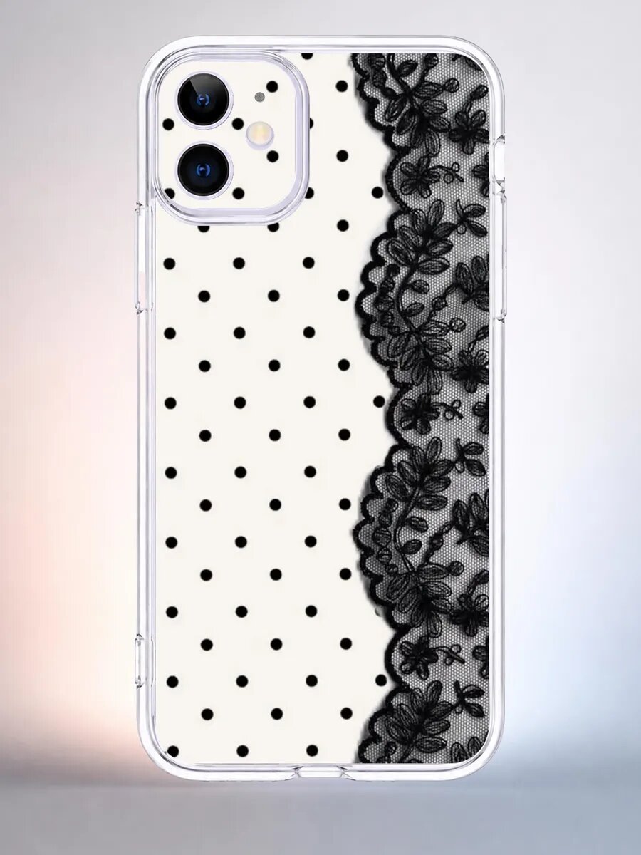 Чехол iPhone 11 кружево и горох силиконовый прозрачный