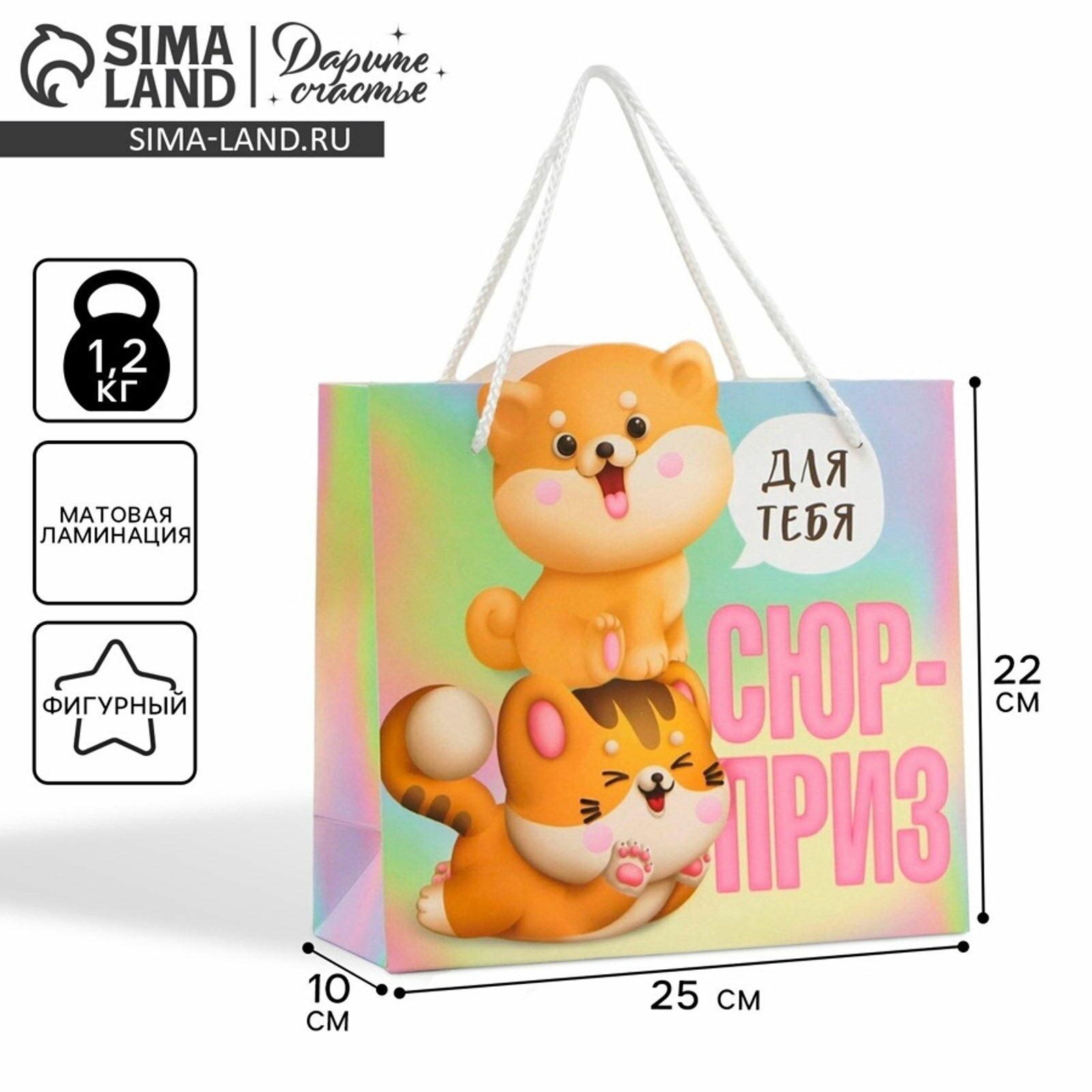 Пакет подарочный, упаковка, "Сюрприз", 25x26x10 см, цвет: оранжевый
