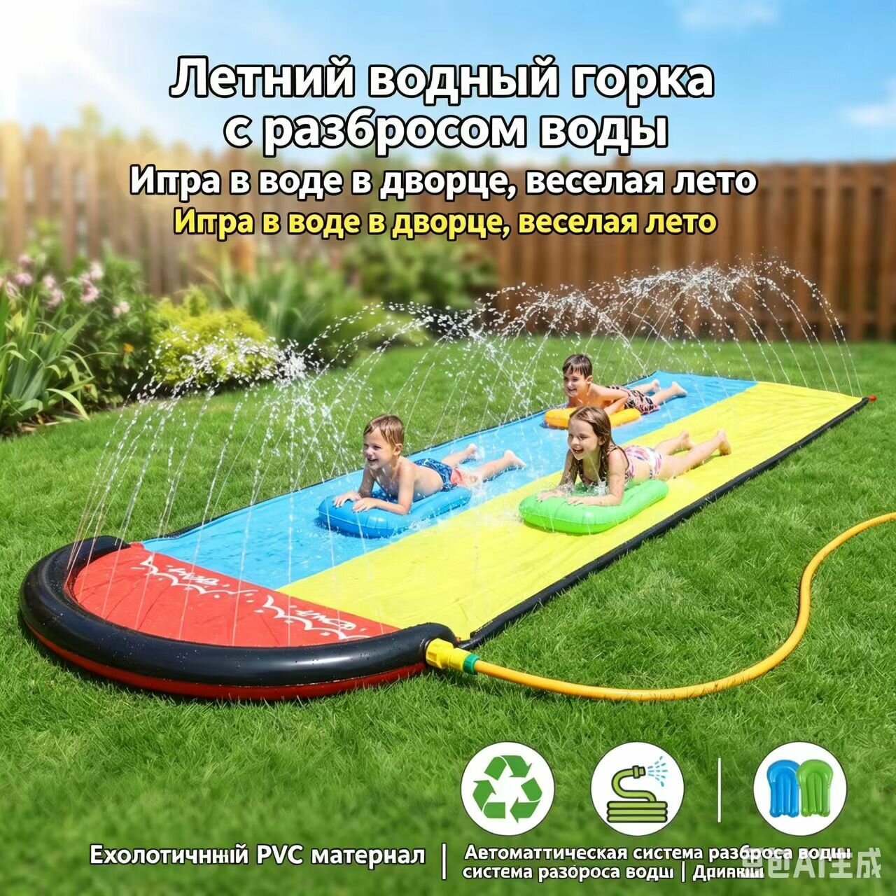 Водная дорожка для детей, надувная горка для скольжения, детский игровой комплекс для улицы для дачи для сада для бассейна