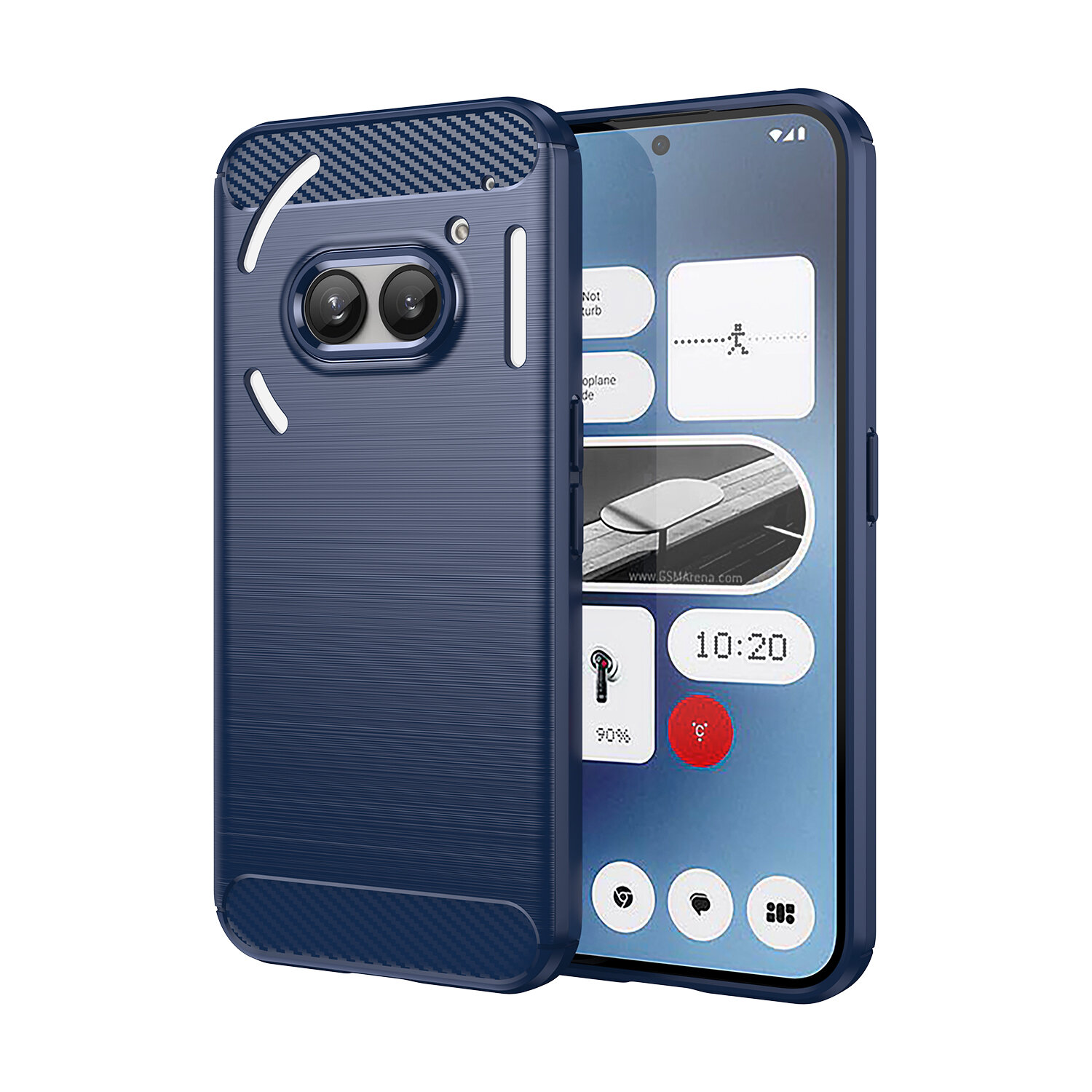 Мягкий чехол синего цвета в стиле карбон на Nothing Phone 2a и 2a Plus, мягкий отклик кнопок, серия Carbon от Caseport