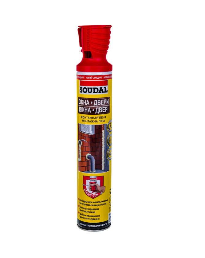 Монтажная пена SOUDAL GENIUS GUN окна двери 750 мл 131132