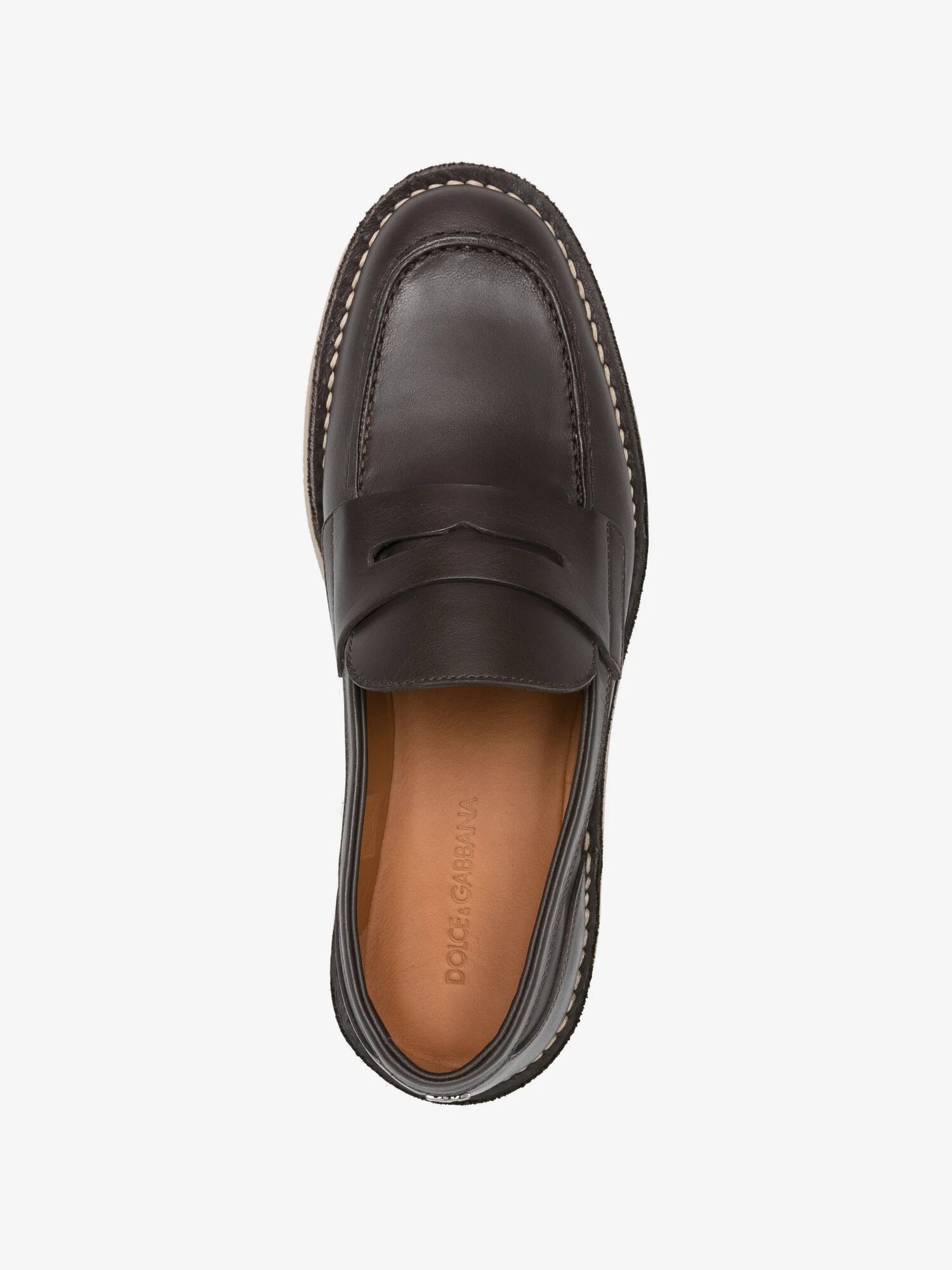 Лоферы DOLCE & GABBANA Penny leather loafers, размер 44.5 EU, brown — фото 1