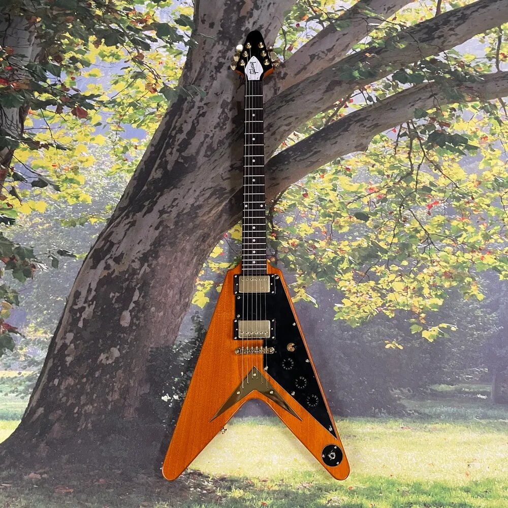 Электрогитара Электроакустическая Прозрачная жёлтая гитара FLYING V_019 6-струнная