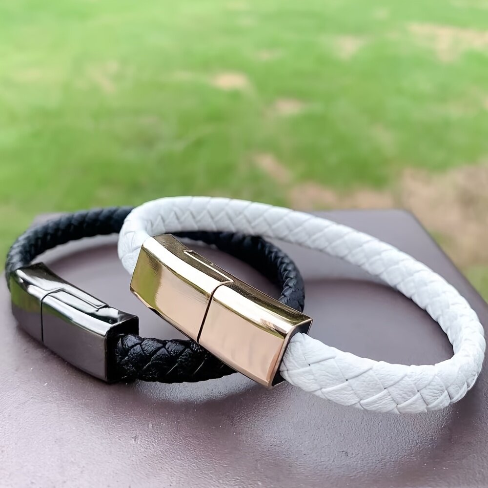 Браслет-кабель Micro USB для зарядки и передачи данных, 22,5 см, комплект 2 шт, черный + белый