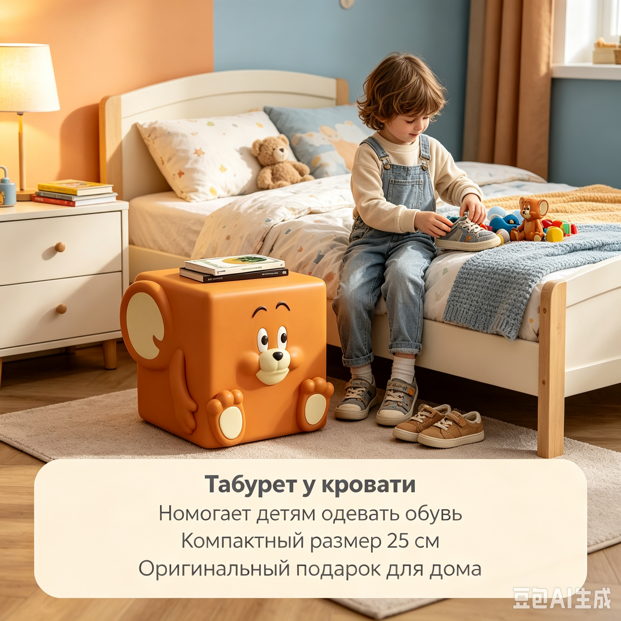 Табурет для смены обуви Jerry, материал - смола, для гостиной и спальни, высота 25 см