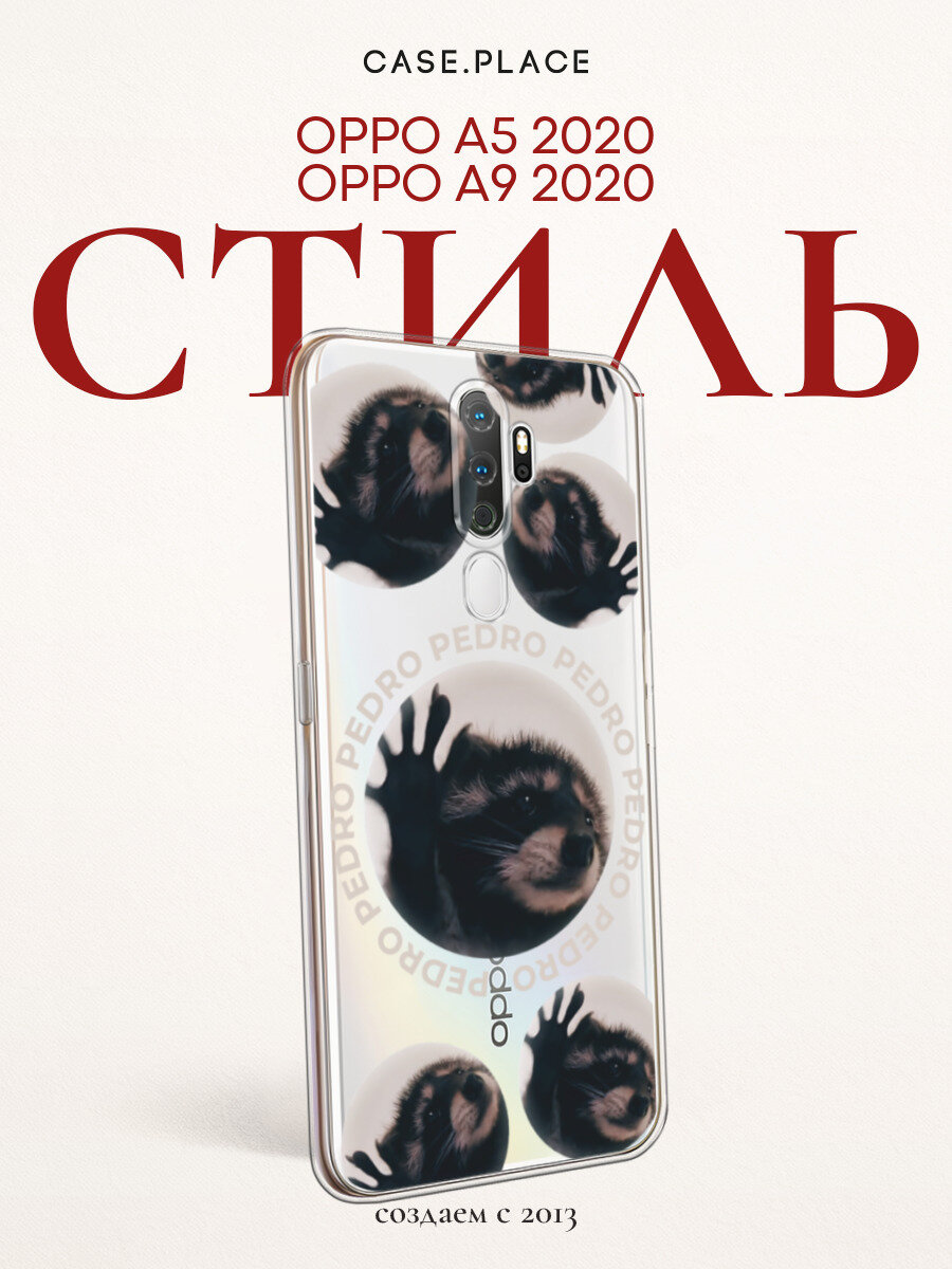 Чехол на Oppo A5/A9 2020 / Оппо A5/A9 2020 с принтом Енот Педро, прозрачный