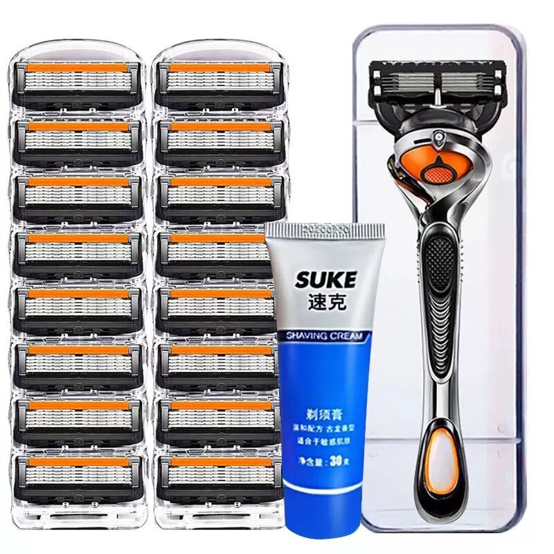 Немецкий резак с ручкой + 16 лезвий для системы бритья Gillette Fusion5, премиальный набор для безопасной бритья