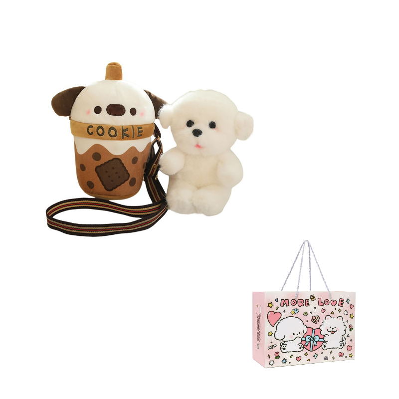 Сумка-кроссбоди унисекс EDDO KIDS с собачкой и плюшевой куклой-медведем, 25CM EU, Tea Cup Dog Bag