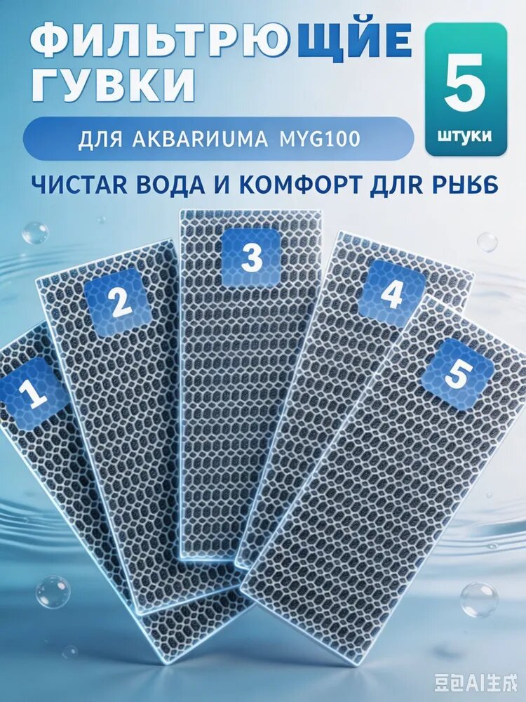 Наполнитель для аквариума xiaomi 20л (MYG100)- 8D фильтр вата, 20*8*2 cm, 5 шт