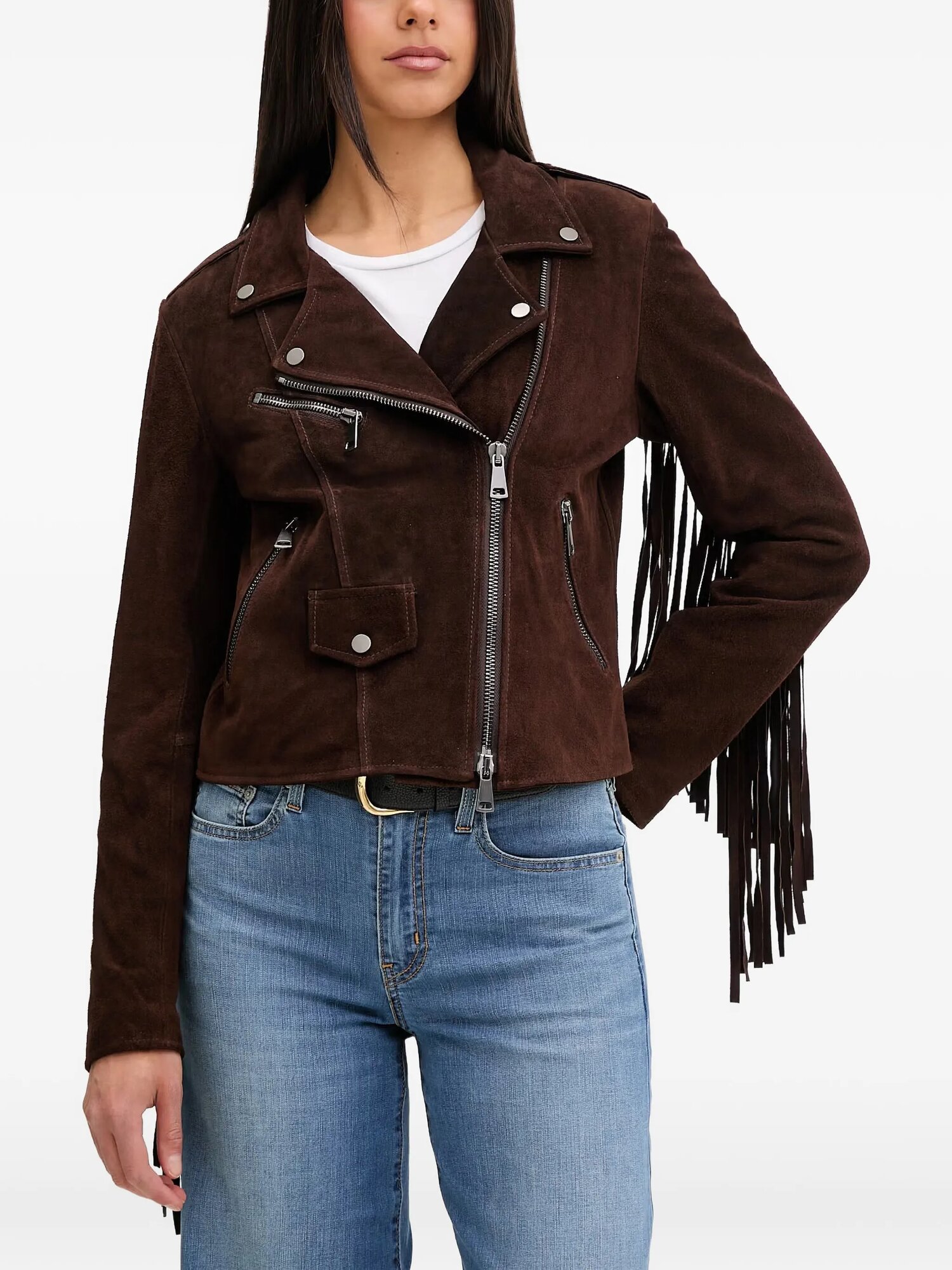 Куртка VICOLO Fringe-trimmed biker jacket
