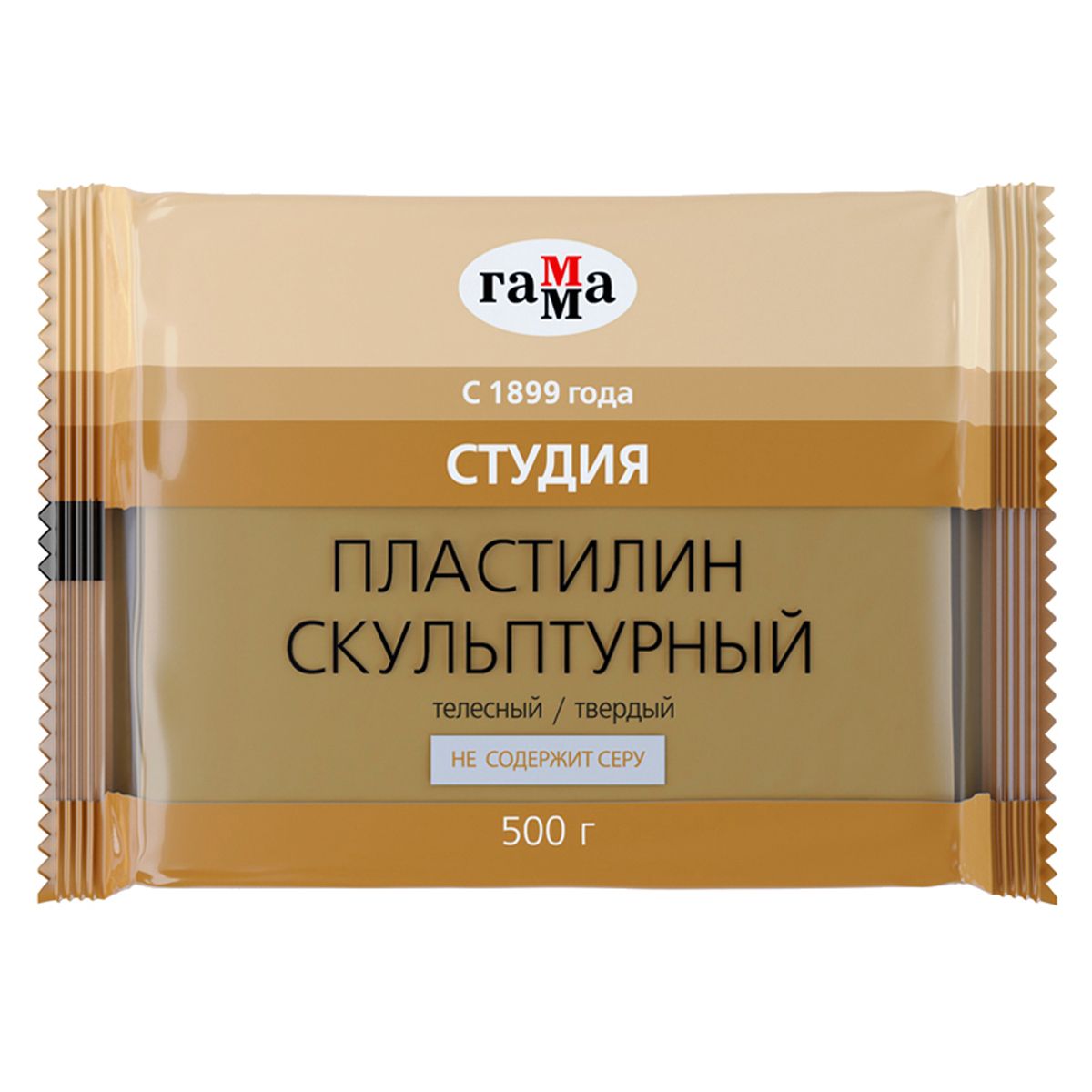 Пластилин для школы скульптурный Гамма "Студия", телесный, твердый, 500г, пакет