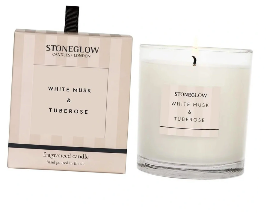Ароматическая свеча для дома Stoneglow White Musk and Tuberose 300 гр - Стоунглоу Тубероза Мускус