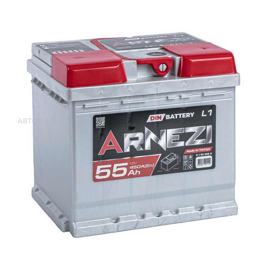Аккумулятор ARNEZI DIN SMF 55 А/ч обратный R+ 207x175x190 L1 EN 450 А ARNEZI E1020550 Аккумулятор ARNEZI DIN SMF 55 А/ч обратный R+ 207x175x190 L1 EN 450 А
