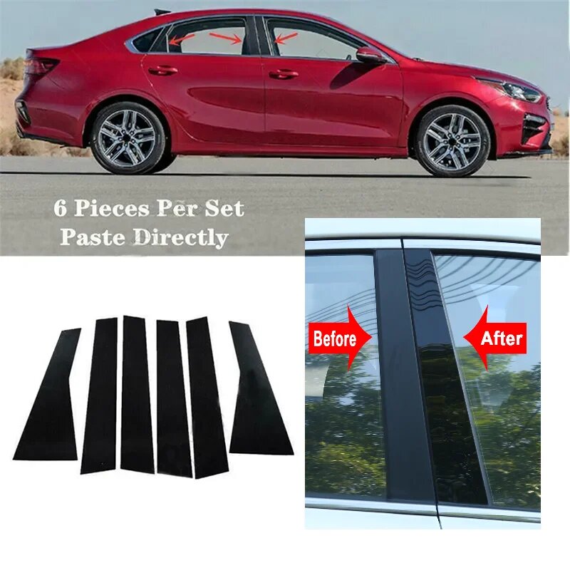 Наклейки на стойки Kia Forte K3 Cerato 2019-2023 Glossy Black