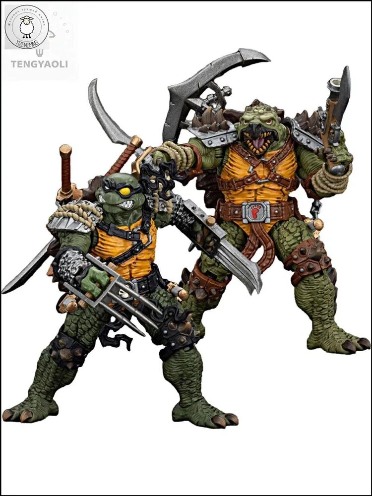 Набор коллекционных подвижных фигурок JOYTOY TMNT 1/18 Slash и Tokka, качественный