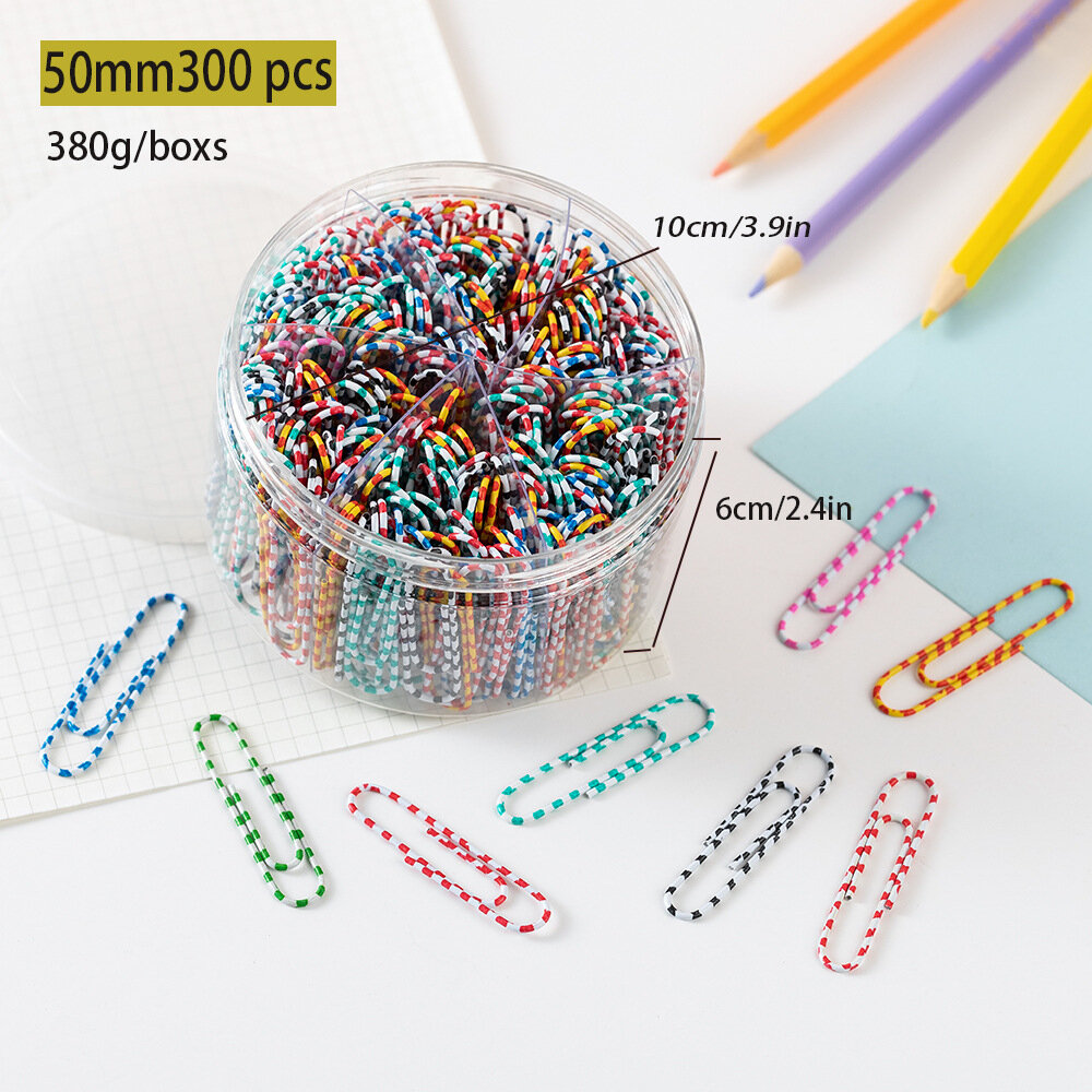 50мм сегментные зебра-цветные скрепки 300 шт. канцелярия