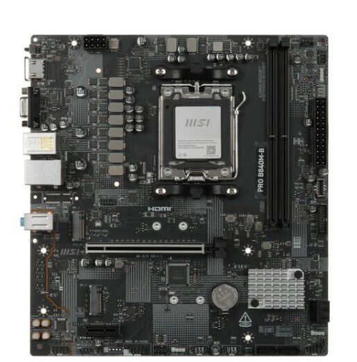 Материнская плата MSI PRO B840M-B SocketAM5 AMD B840 2xDDR5 mATX AC`97 8ch(7.1) 2.5Gg RAID+VGA+HDMI