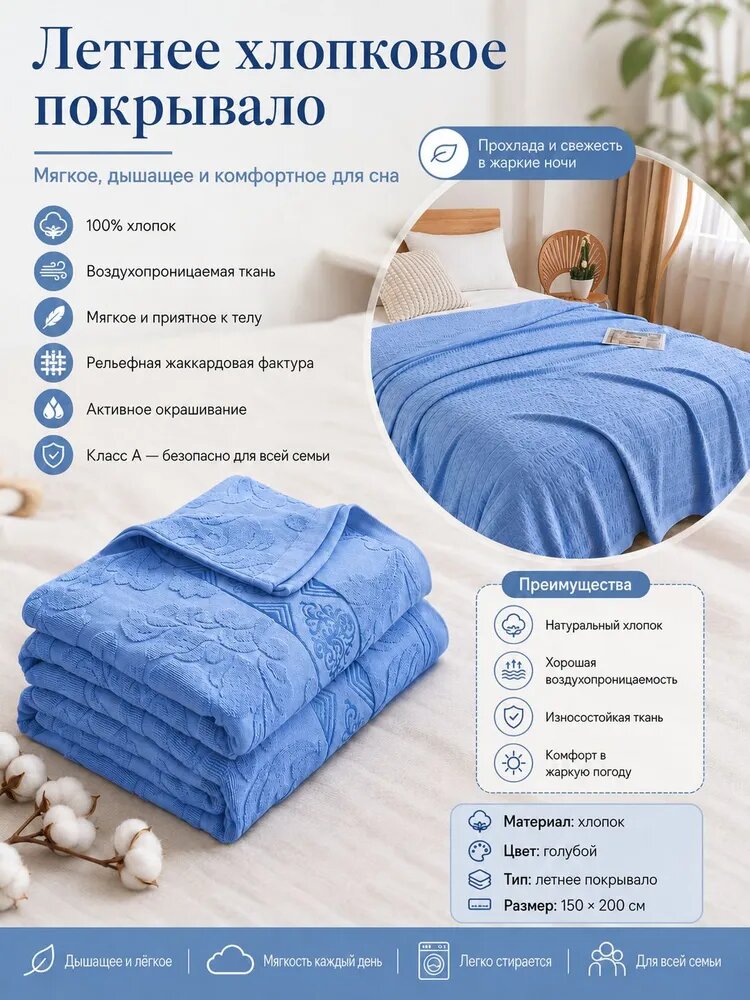 Простыня 150x200 см махровая ткань, темно-синий узоры