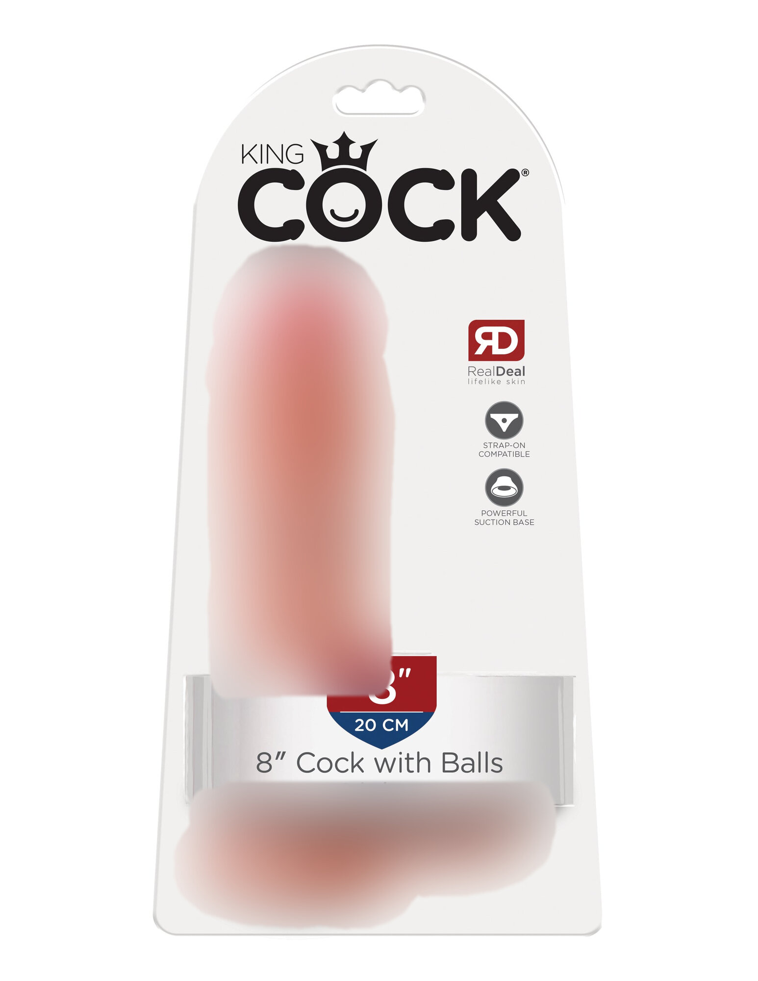 Фаллоимитатор с мошонкой "King Cock", 20.3 см, ПВХ, телесный, реалистичный