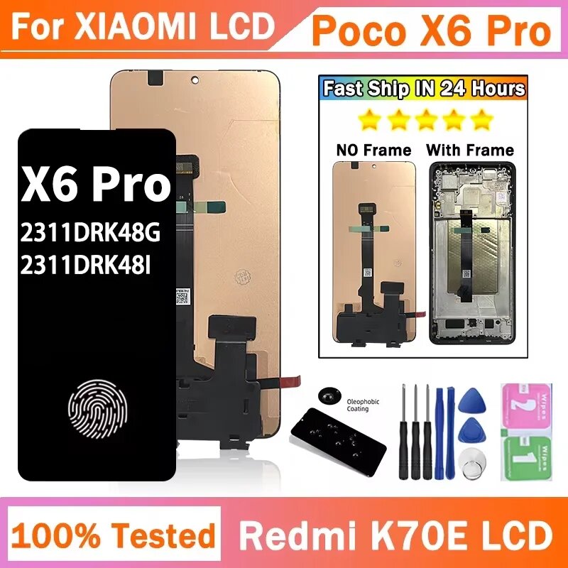 6,67-дюймовый AMOLED-дисплей для Xiaomi Poco X6 Pro 5G, ЖК-экран 2311DRK48G, модуль Ori NO Frame