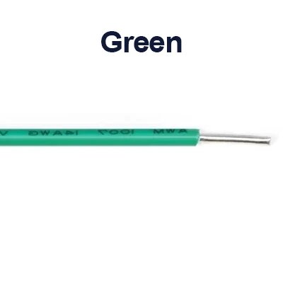 Провод UL1007 медный одножильный 14/16/18/20/22/24/26 AWG 2-100 м 22AWG, Зеленый, Green, 2 meters