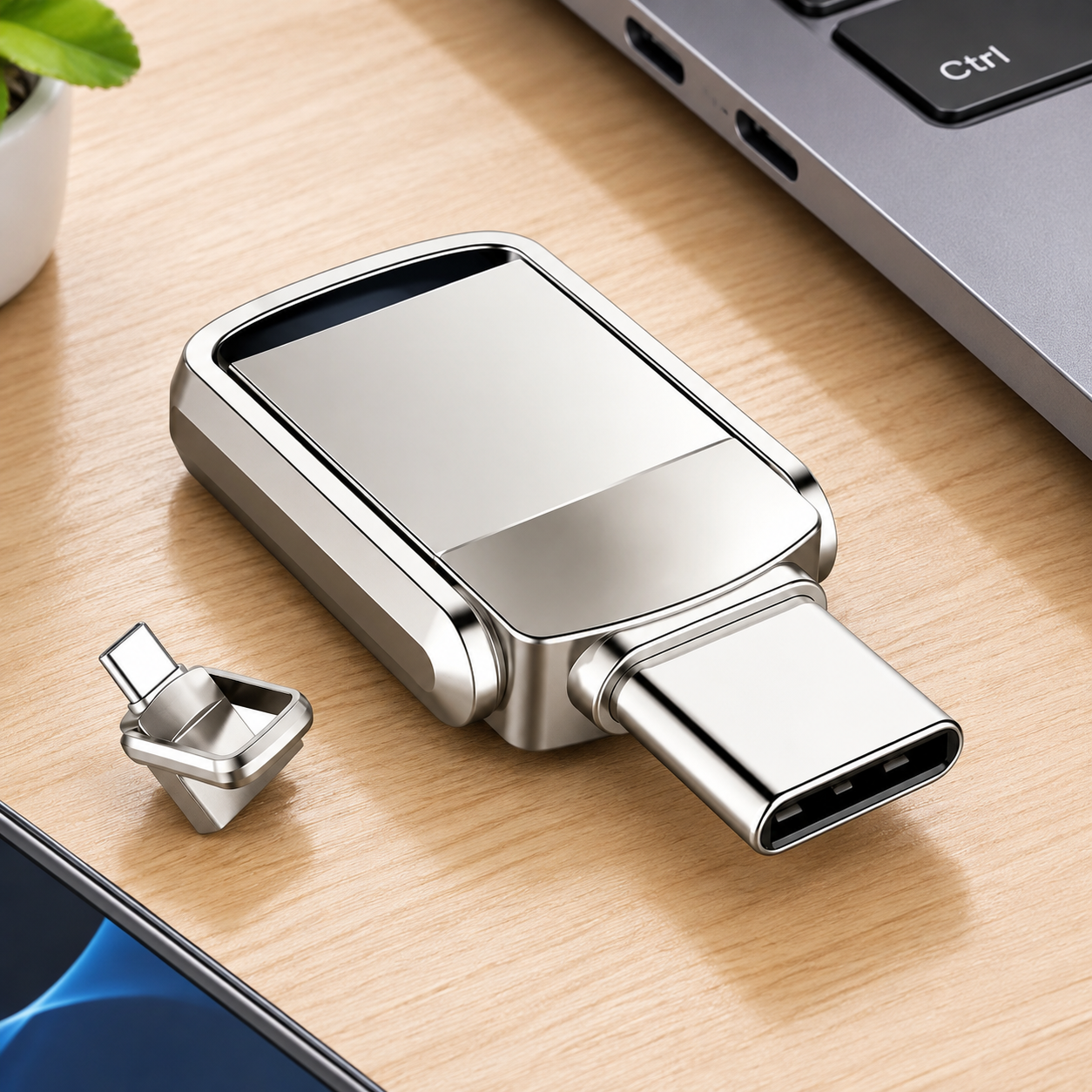 USB-накопитель Type-C 2ТБ, OTG (Цвет товара: серебристый)