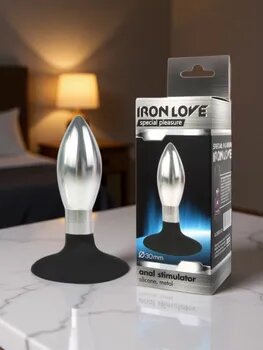 Iron Love Анальная пробка TOy Joy 9 см, серебристый/черный, металл