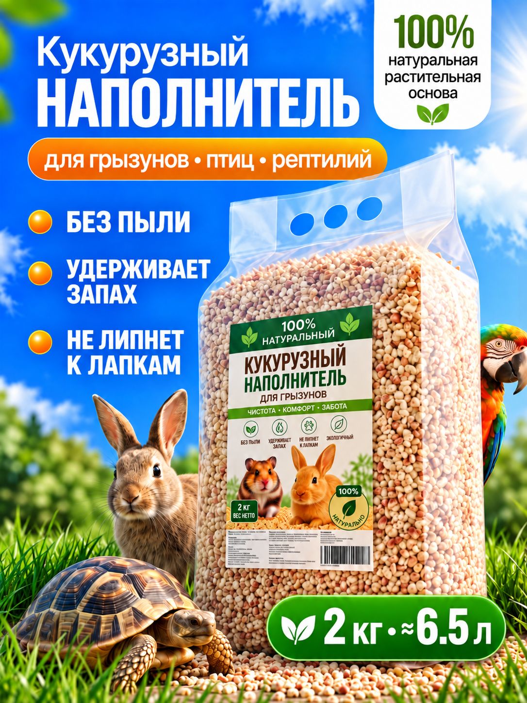 Наполнитель Кукурузный Впитывающий Кукуруза 2000г.