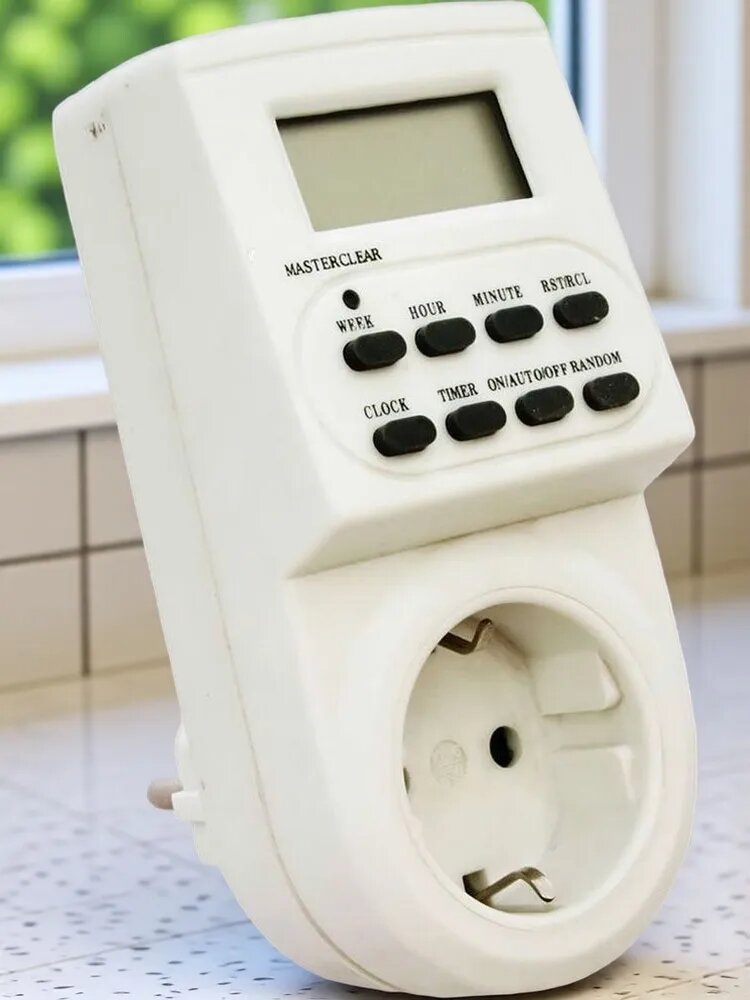 Таймер розеточный, розетка с таймером недельная электронная, FERON, IP20, 230V, 3500Вт, 16А, цвет белый, 127*60*88 мм