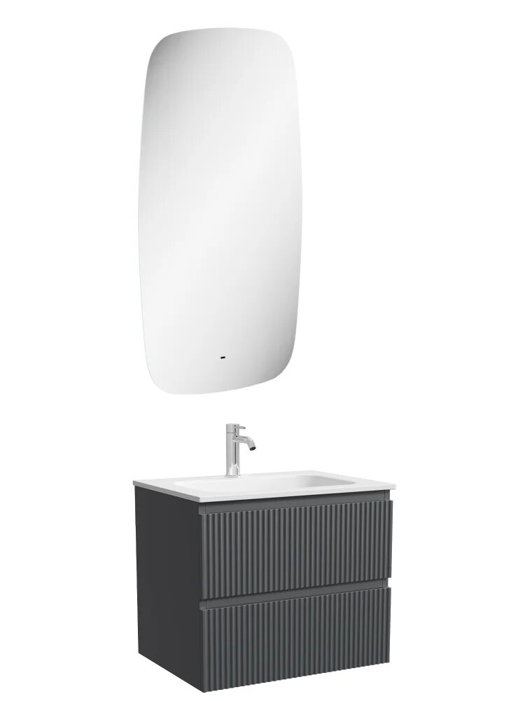 Мебель для ванной комнаты Sancos Сноб Р (Snob R) 60 темный антрацит матовый, раковина CN7011