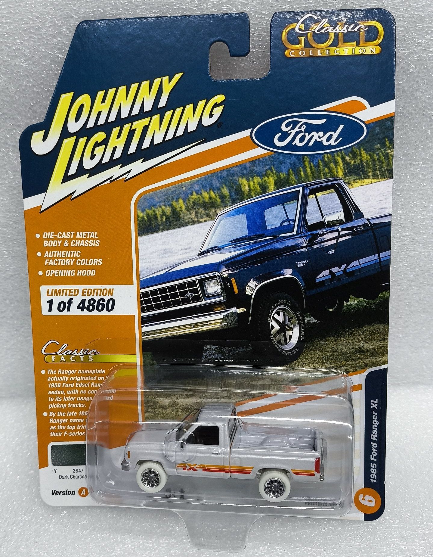 (CHASE) Johnny Lightning 1985 Ford Ranger Dark Charcoal Poly (серия Classic Gold, JLSP326A) - коллекционная машинка