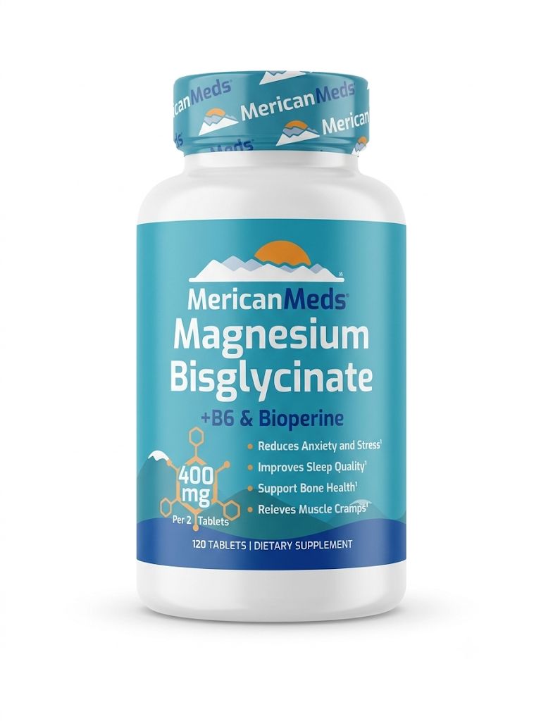 MericanMeds, Magnesium Bisglycinate + B6 & Bioperine, Магний бисглицинат + витамин B6 с биоперином,120 таблеток
