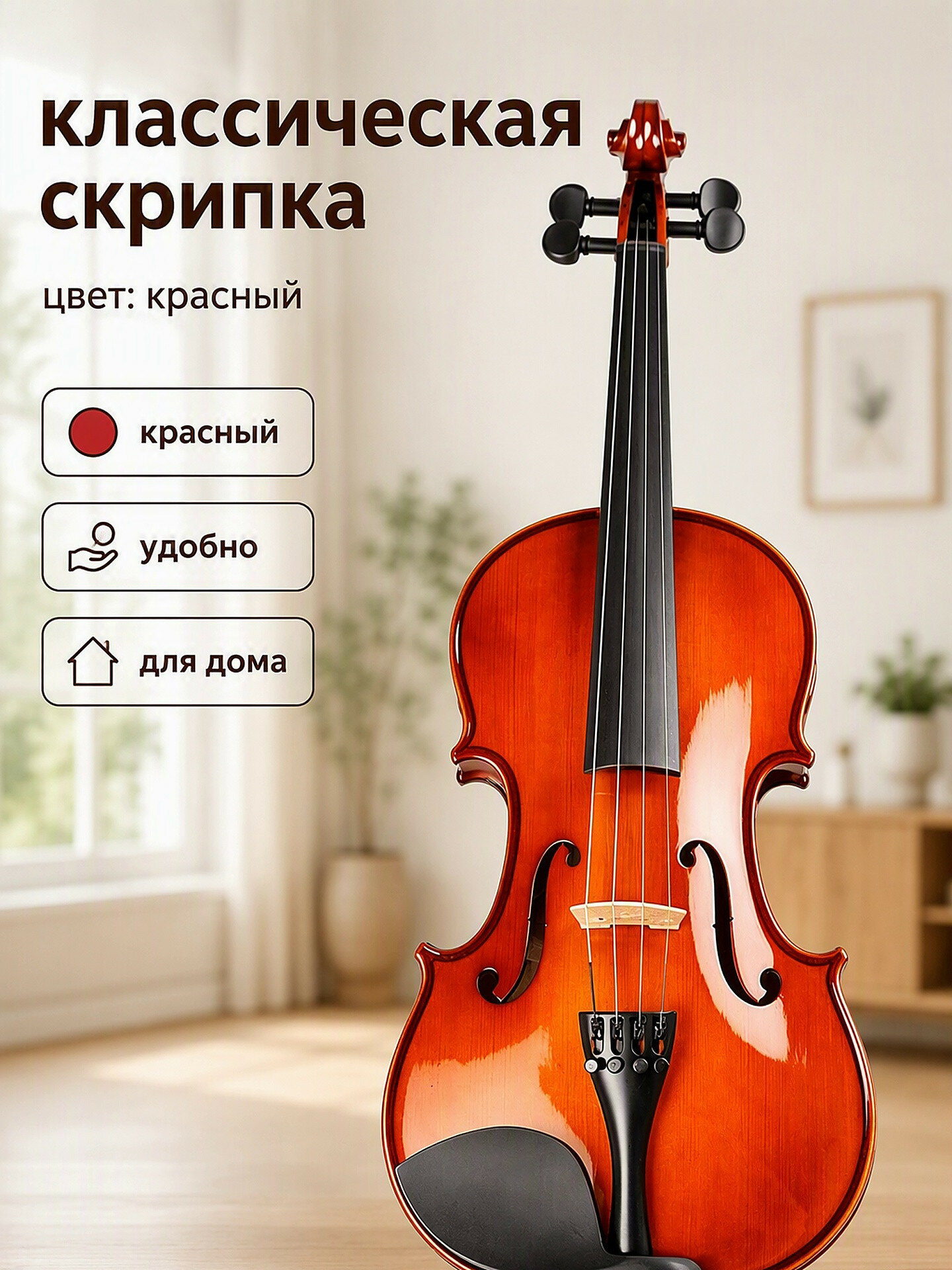 Французская классическая скрипка DREAMHOO, материал - массив дерева, ручная работа, с полным набором аксессуаров