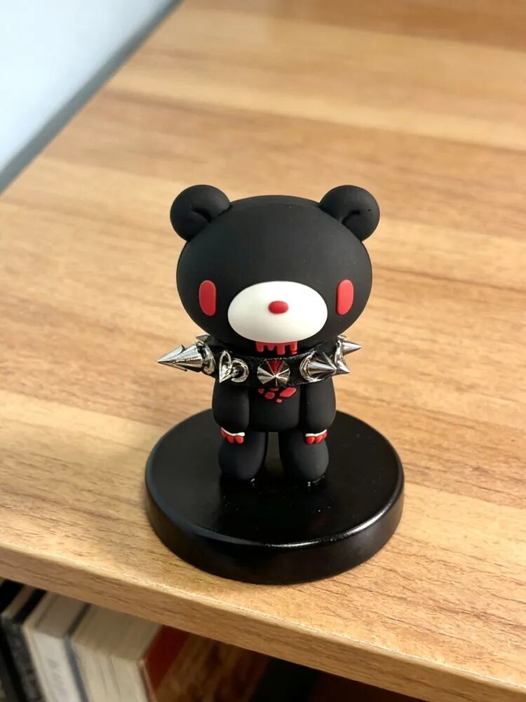 Коллекционные фигурки Gloomy Bear 2 шт: Набор Розовый и Черный Медведь в стиле Панк-Готика, Кавайная Аниме Игрушка с Шипастыми Ошейниками и Цепью, Милый, но Опасный Глуми Беар, Подарок для фанатов ан