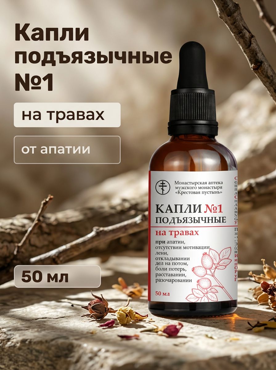Капли подъязычные №1 при апатии и отсутствии мотивации на травах Солох-Аул, 50 мл