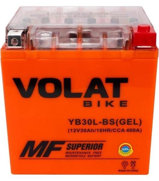 Аккумулятор для мототехники VOLAT Аккумулятор VOLAT YB30L-BS(GEL)Volat (30 Ач, 12 V) Обратная, R+ 166x127x175 (для мототехники)