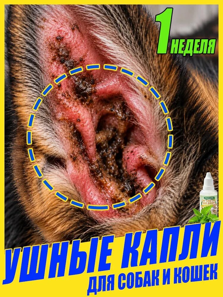 Лосьон для чистки ушей собак и кошек, Помогает Быстро удаление ушной серы и загрязнений, Устраняет неприятный запах, Глубокое очищение, Эффективная защита от бактерий и ушных клещей,30мл
