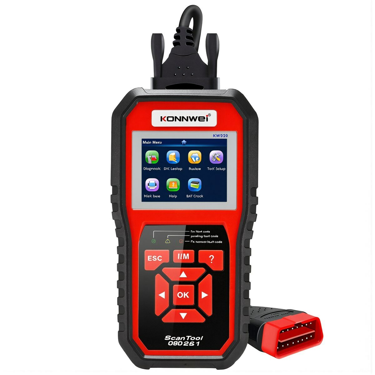 Автомобильный диагностический сканер KW850 OBD2 прочный корпус считыватель кодов неисправностей 2.8 дюйма 9 языков для 12В всех авто