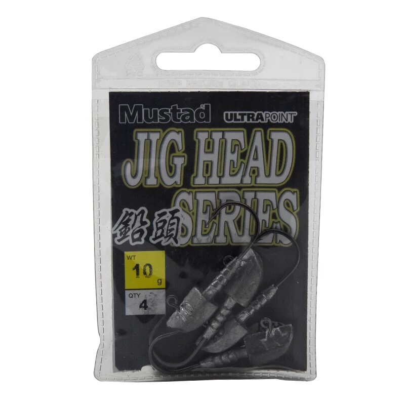 Mustad Battle Axe Lead Head Jig Hook 10g Single Hook 3/0 Size, 4 Pieces для мощной морской снасти