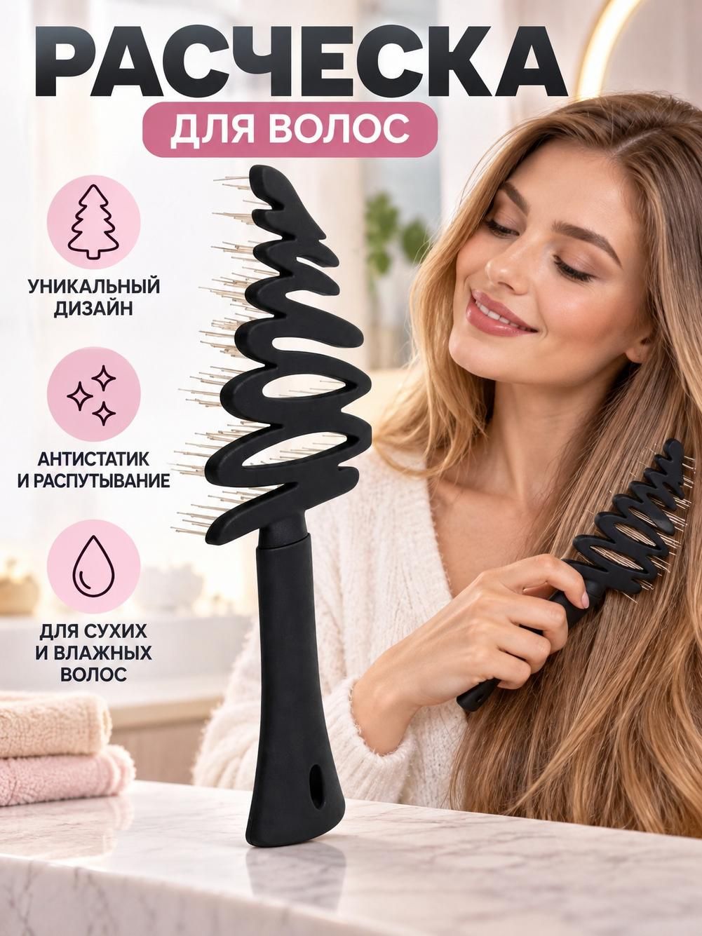 Расческа для прикорневого объема, металлические зубья, 19 см, серая