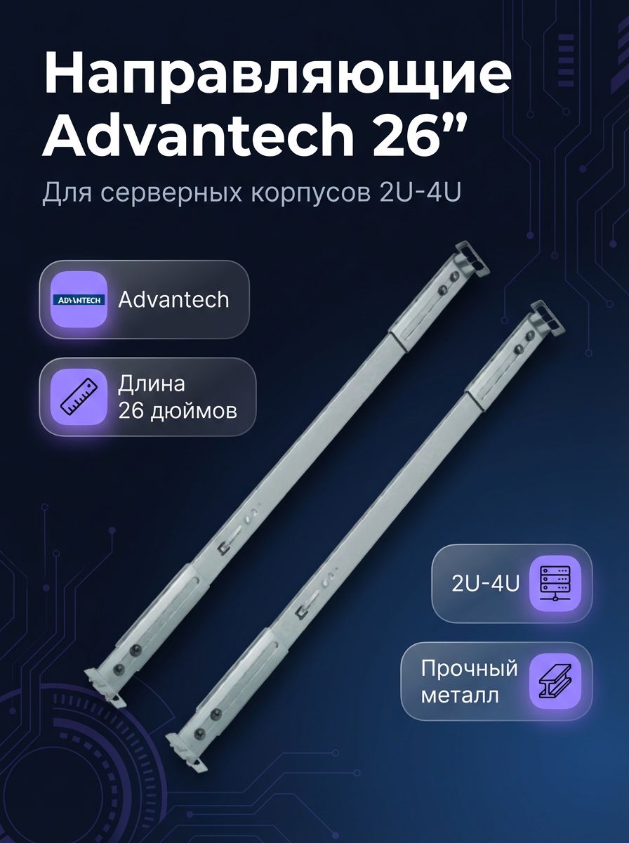 Направляющие выдвижные Advantech 9680006905, 26 дюймов (660 мм), пара, для корпусов 2U-4U, до 45 кг