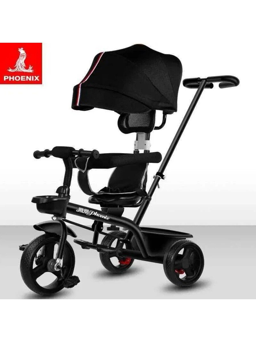 Велосипед трехколесный детский с ручкой Qplay Sprinter Black (EVA/Graphite)