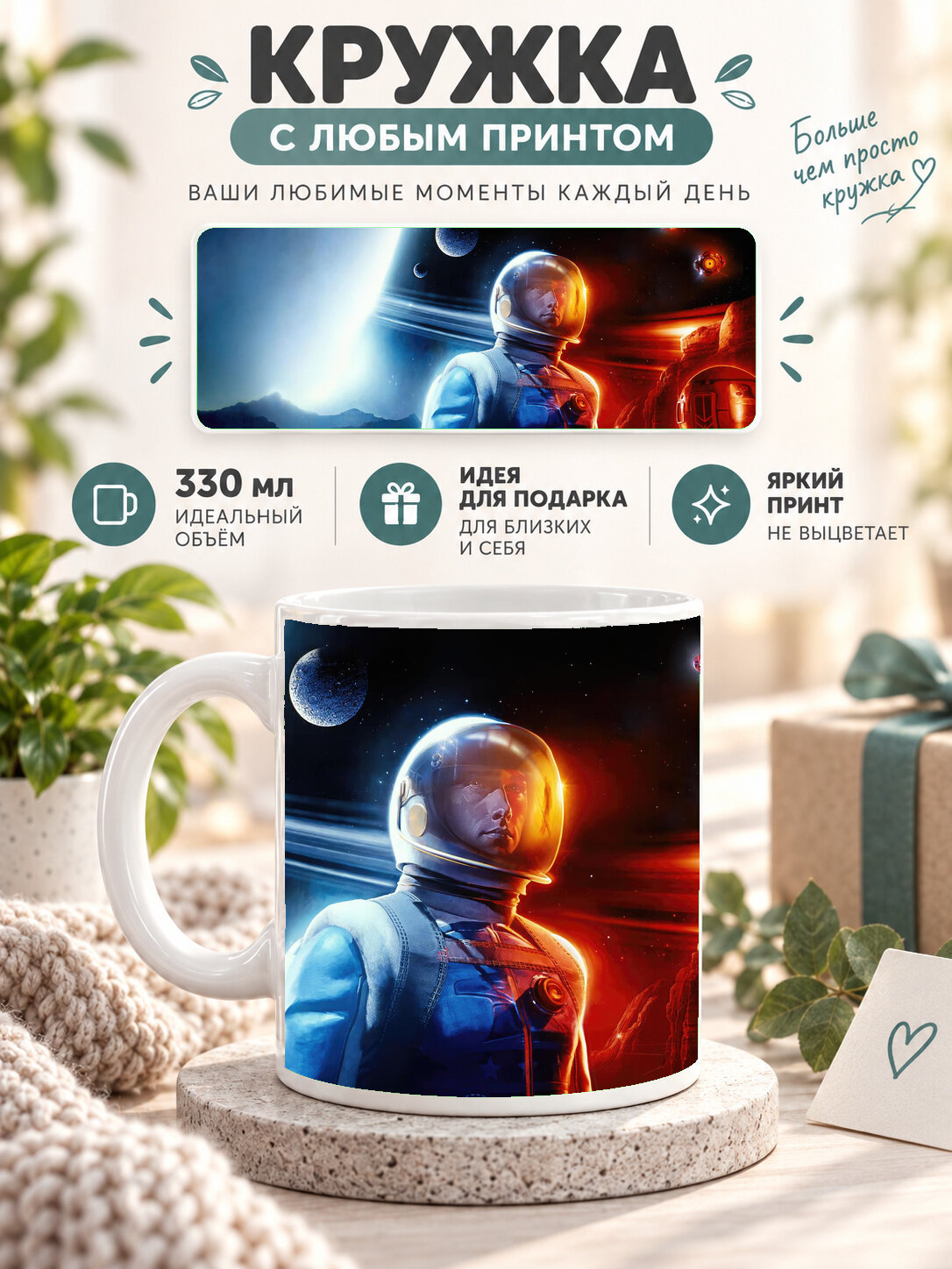 Кружка для чая и кофе MoodRoom, 330 мл, керамическая глянцевая, белая с принтом Red Matter Game, UG33012487