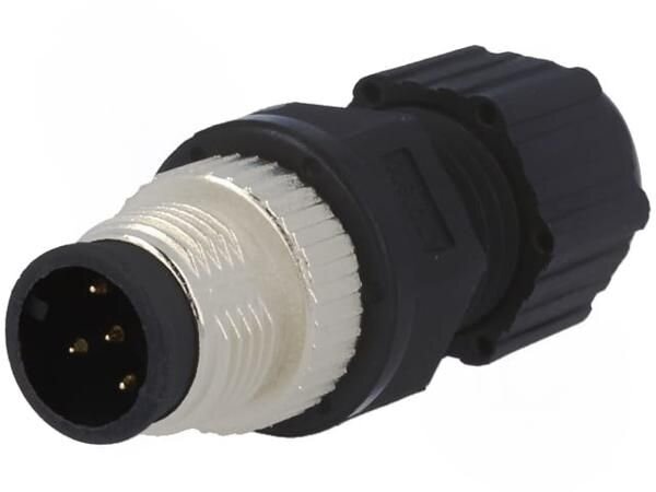 Вилка AMPHENOL M12A-05BMMA-SL8001 PIN5 "папа" код A-DeviceNet / CANopen на провод, 1шт