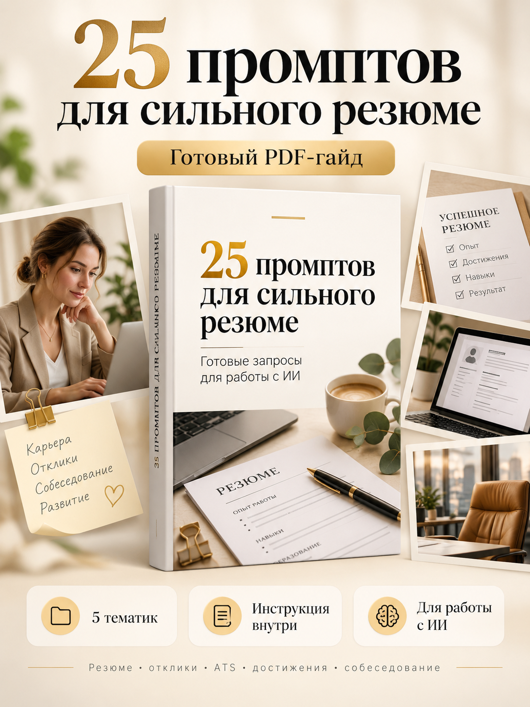 25 промптов для резюме и поиска работы — PDF-гайд для ChatGPT и ИИ