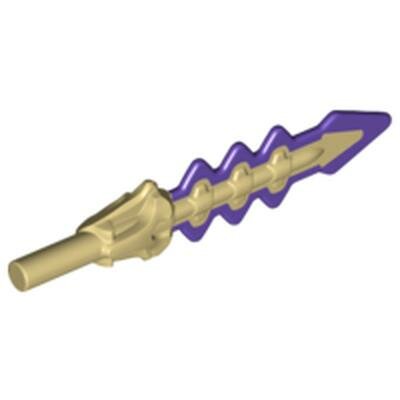 Деталь Lego 18957pb01 Minifigure, Weapon Sword, Serrated with Snake Skull Hilt and Dark Purple Blade Pattern