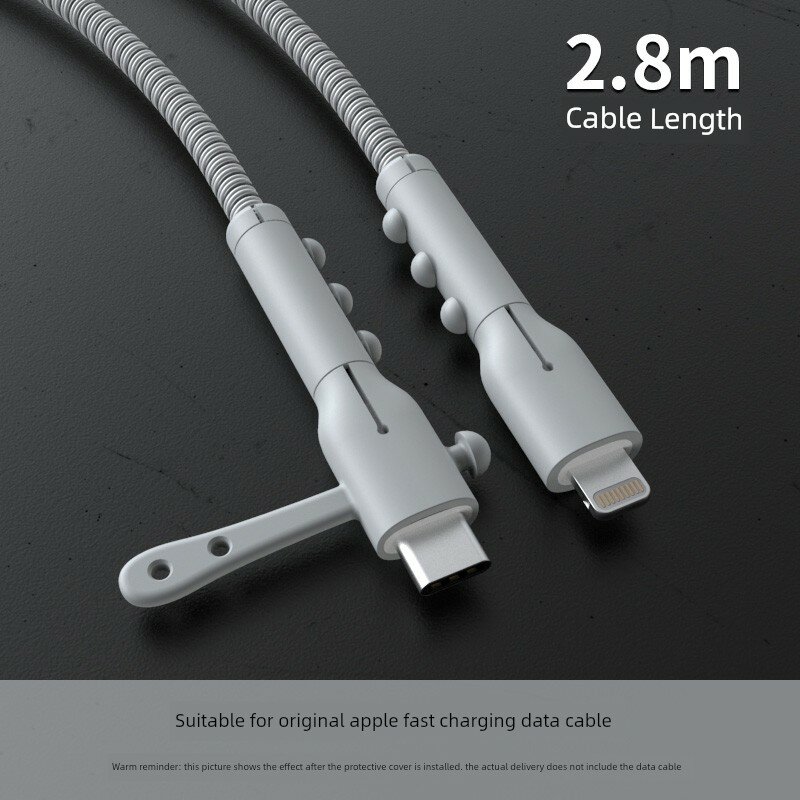 Силиконовый чехол для кабеля iPhone с двойными наконечниками и 2м шнуром для iPhone 12-16, серый