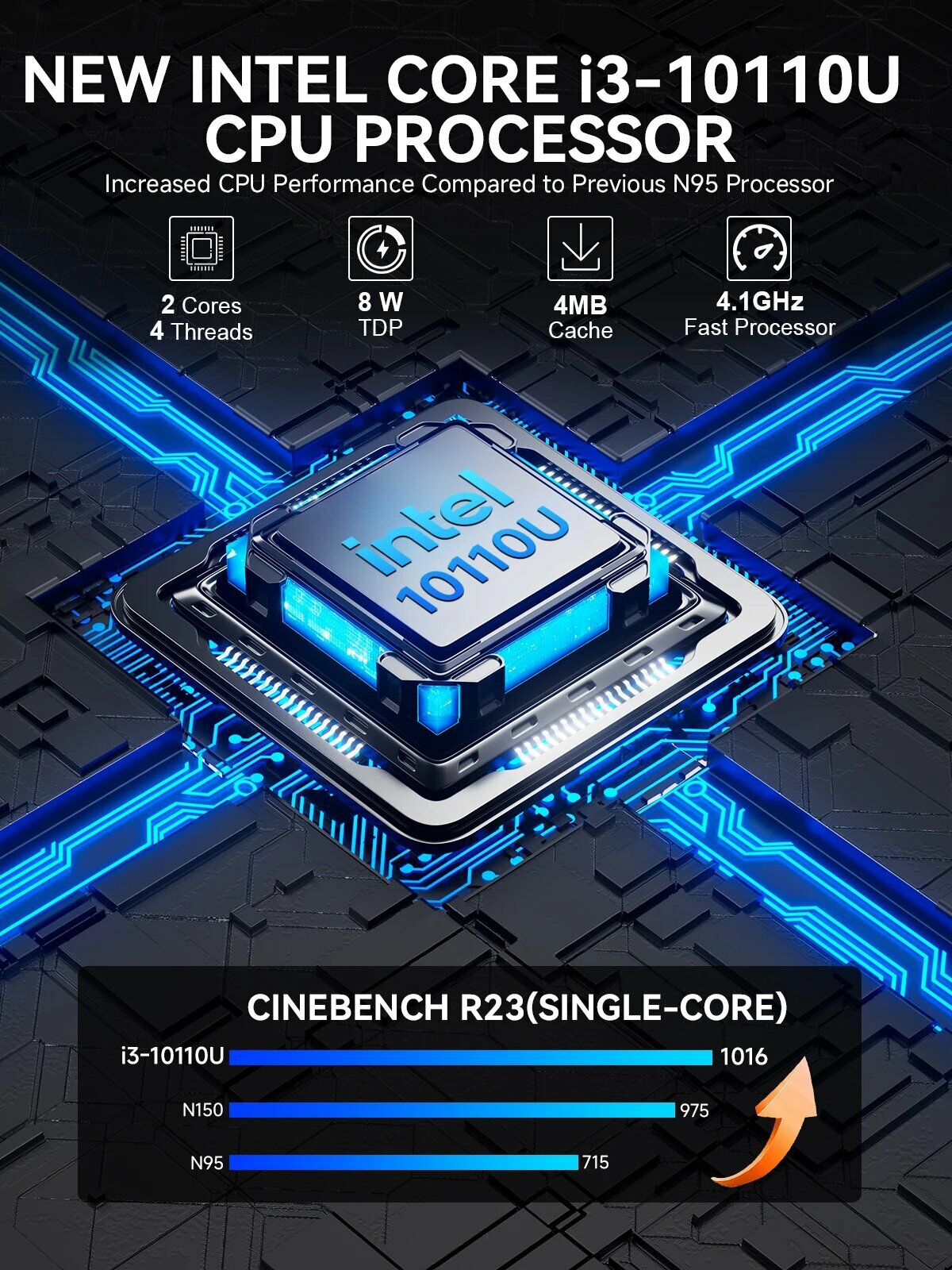Мини-ПК GMKtec G3 Pro Intel Core i3-10110U NO RAM NO SSD NO OS, EU — фото 1