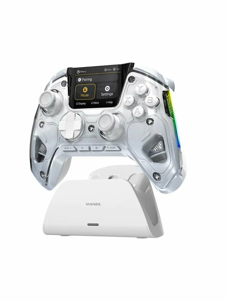 Manba One Ver 2 беспроводной кроссплатформенный геймпад, Игровой контроллер с 2-дюймовым интерактивным экраном и джойстиком с эффектом Холла (PC, Android, iOS, Nintendo Switch)